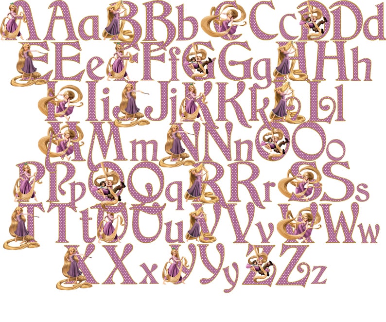 Rapunzel Alphabet Digital Princess Alphabet Tangled | Etsy
