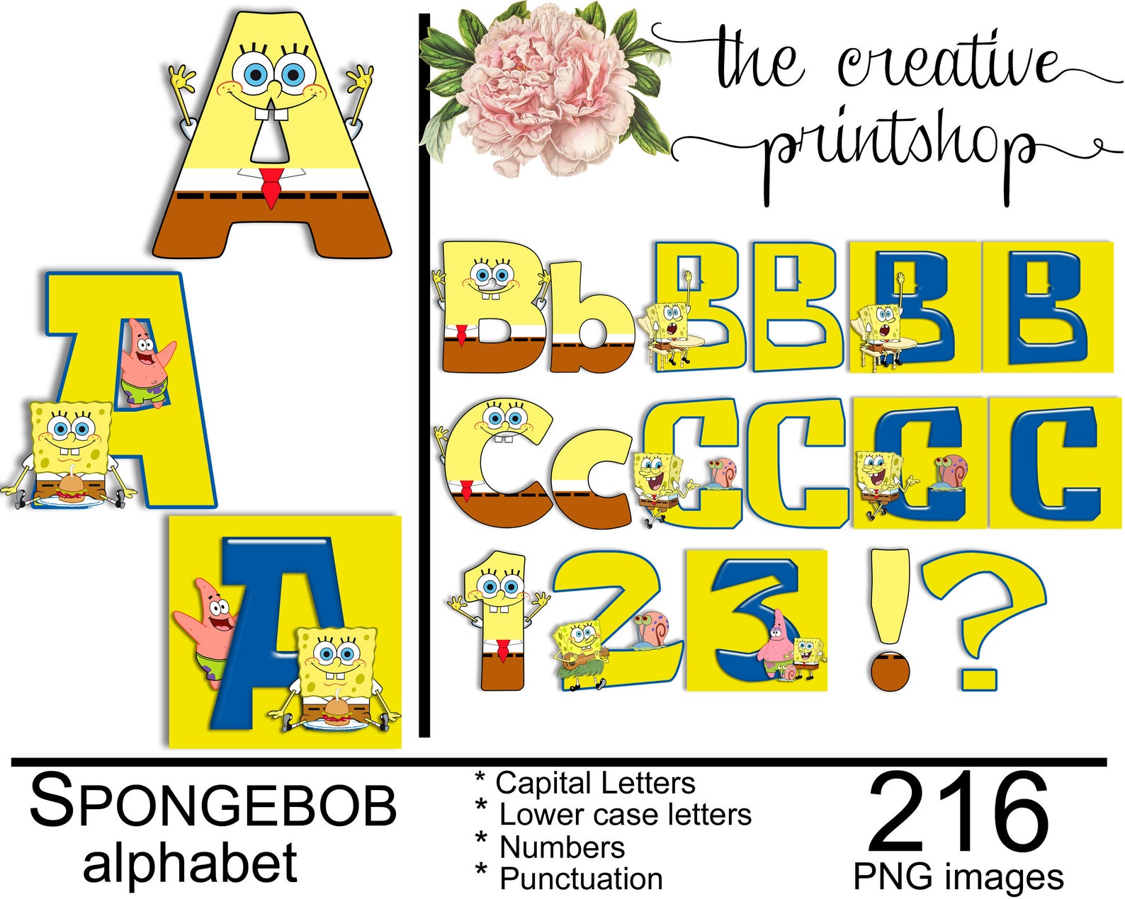 Spongebob Squarepants Alphabet Font Clipart Spongebob | Etsy