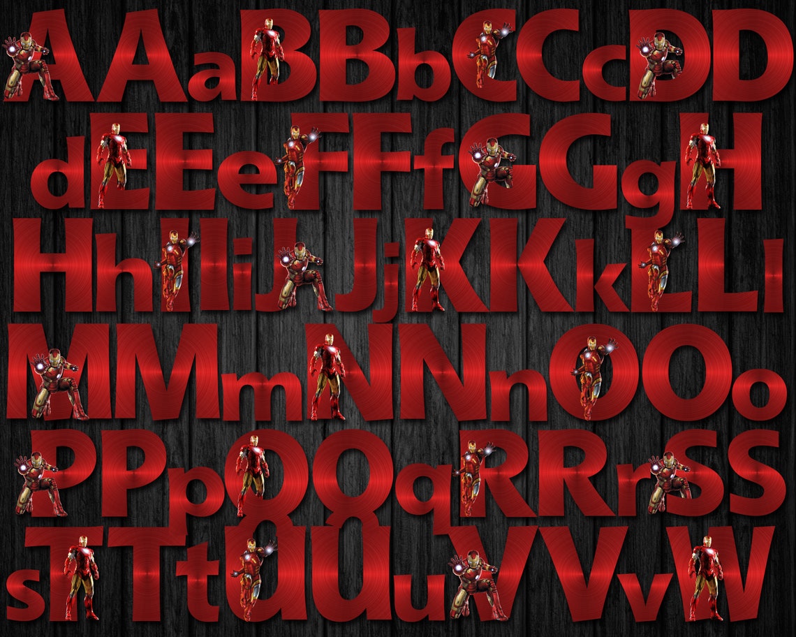 Iron Man Alphabet Font Clipart Instant Download Digital | Etsy