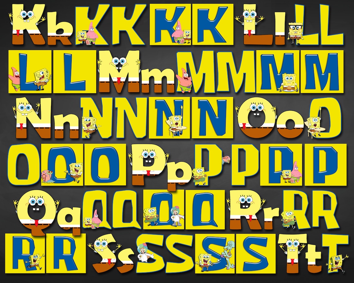 Spongebob Squarepants Alphabet Instant Download Digital | Etsy