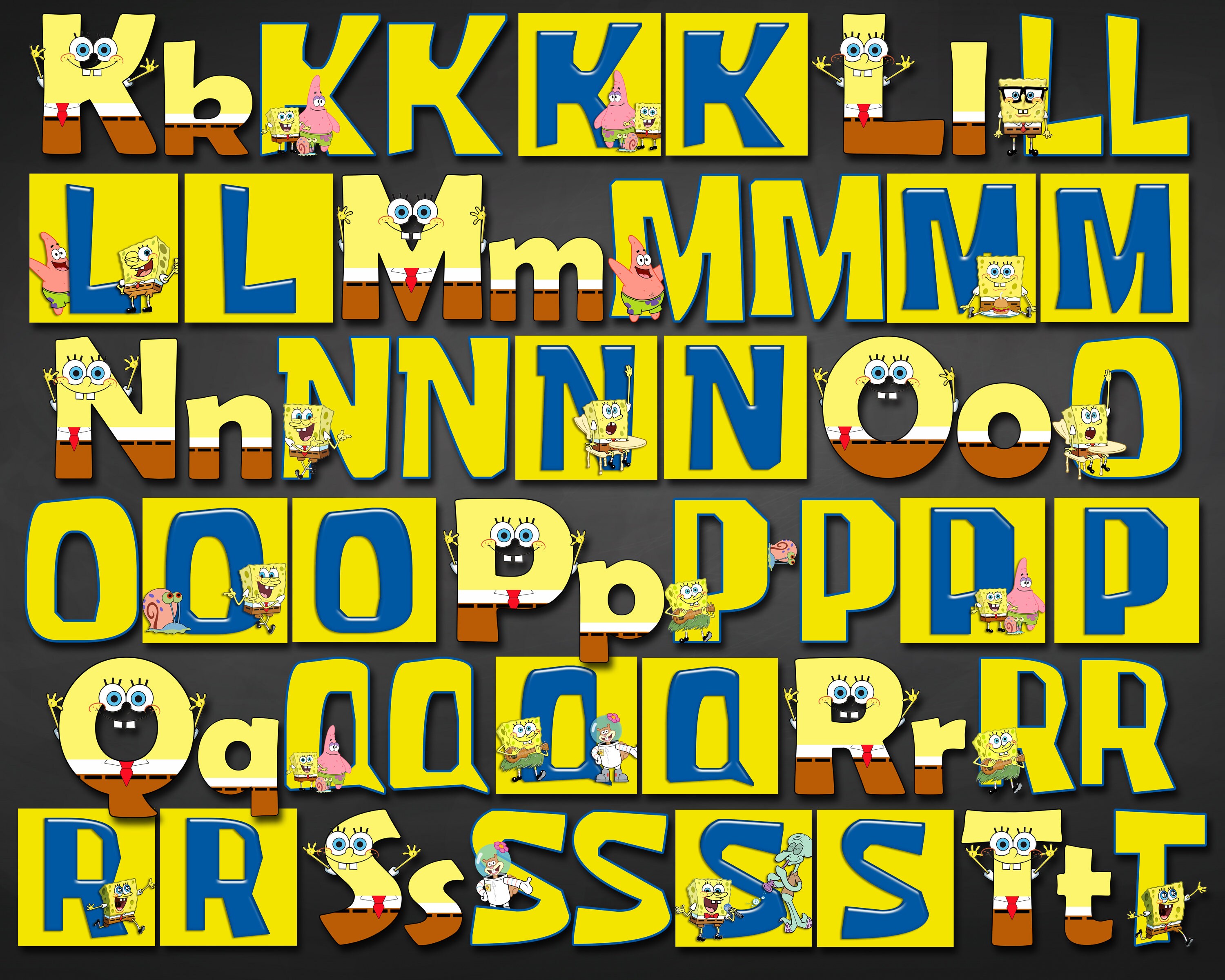 Spongebob Squarepants Alphabet Font Clipart Spongebob | Etsy