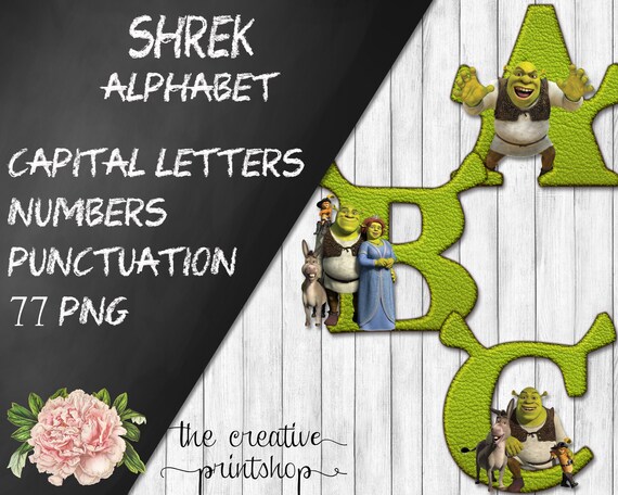 Shrek Alphabet Font Clipart Instant Download Digital Letters | Etsy