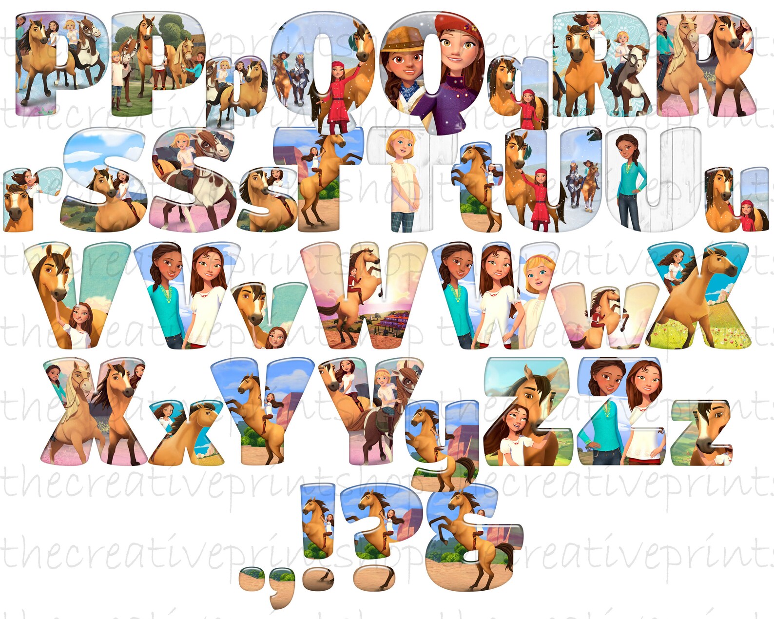 Spirit Riding Free Alphabet Font Clipart Instant Download | Etsy