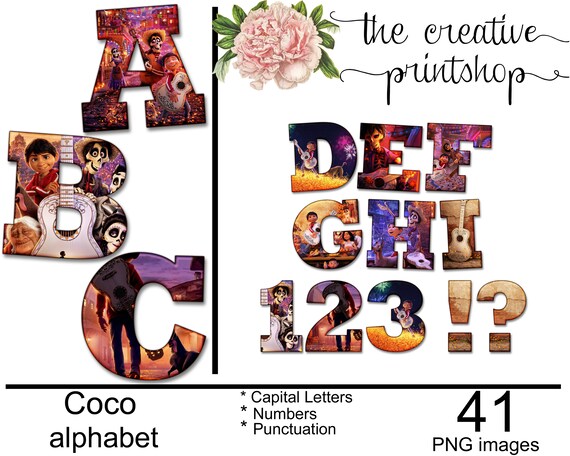 Coco Alphabet Font Clipart Instant Download Digital | Etsy