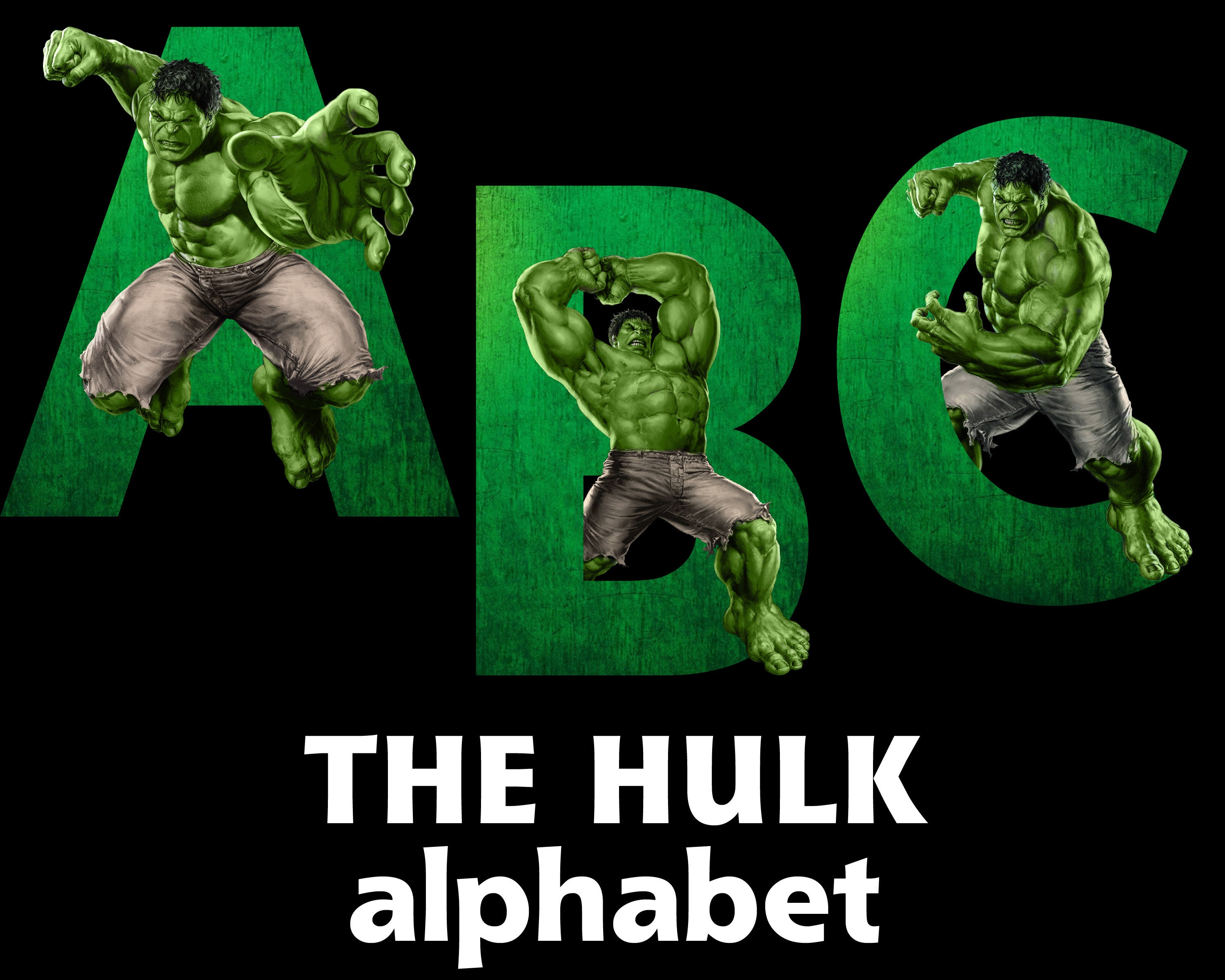 The Hulk Alphabet Clipart The Hulk Letters The Hulk Numbers | Etsy