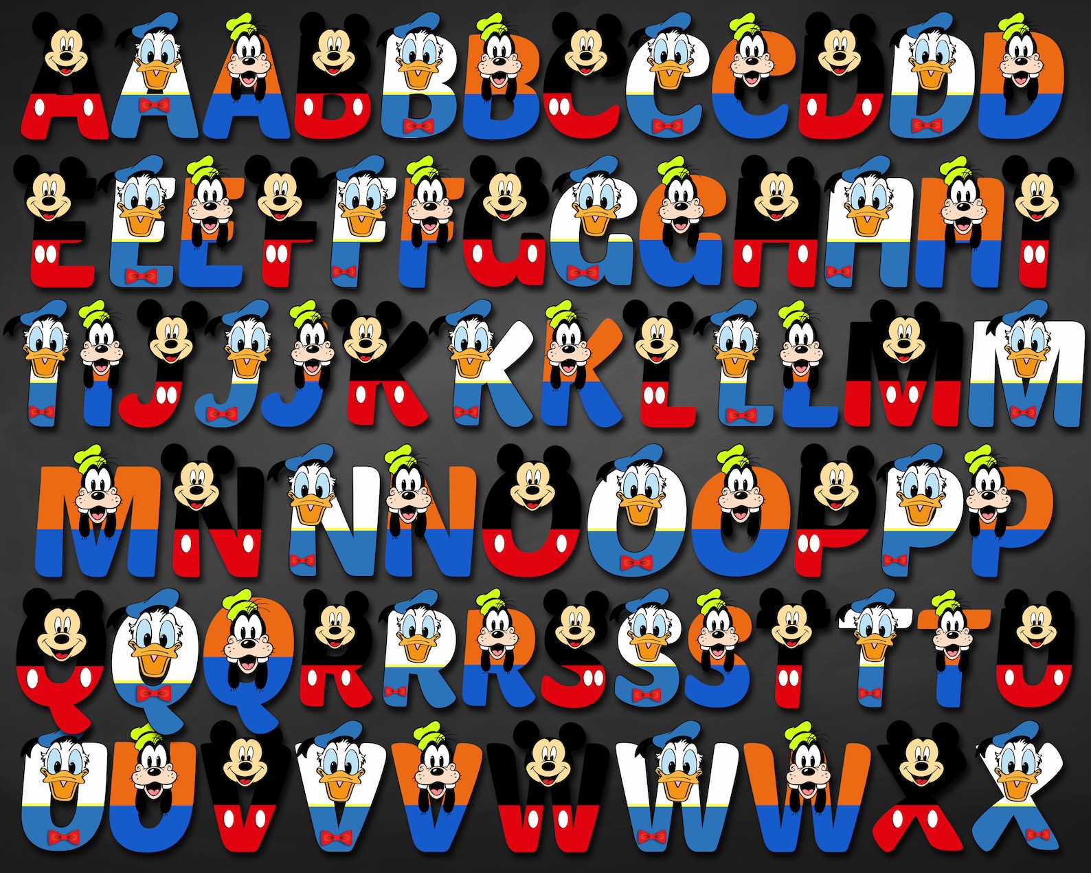 Mickey Mouse Alphabet Font Clipart Instant Download | Etsy