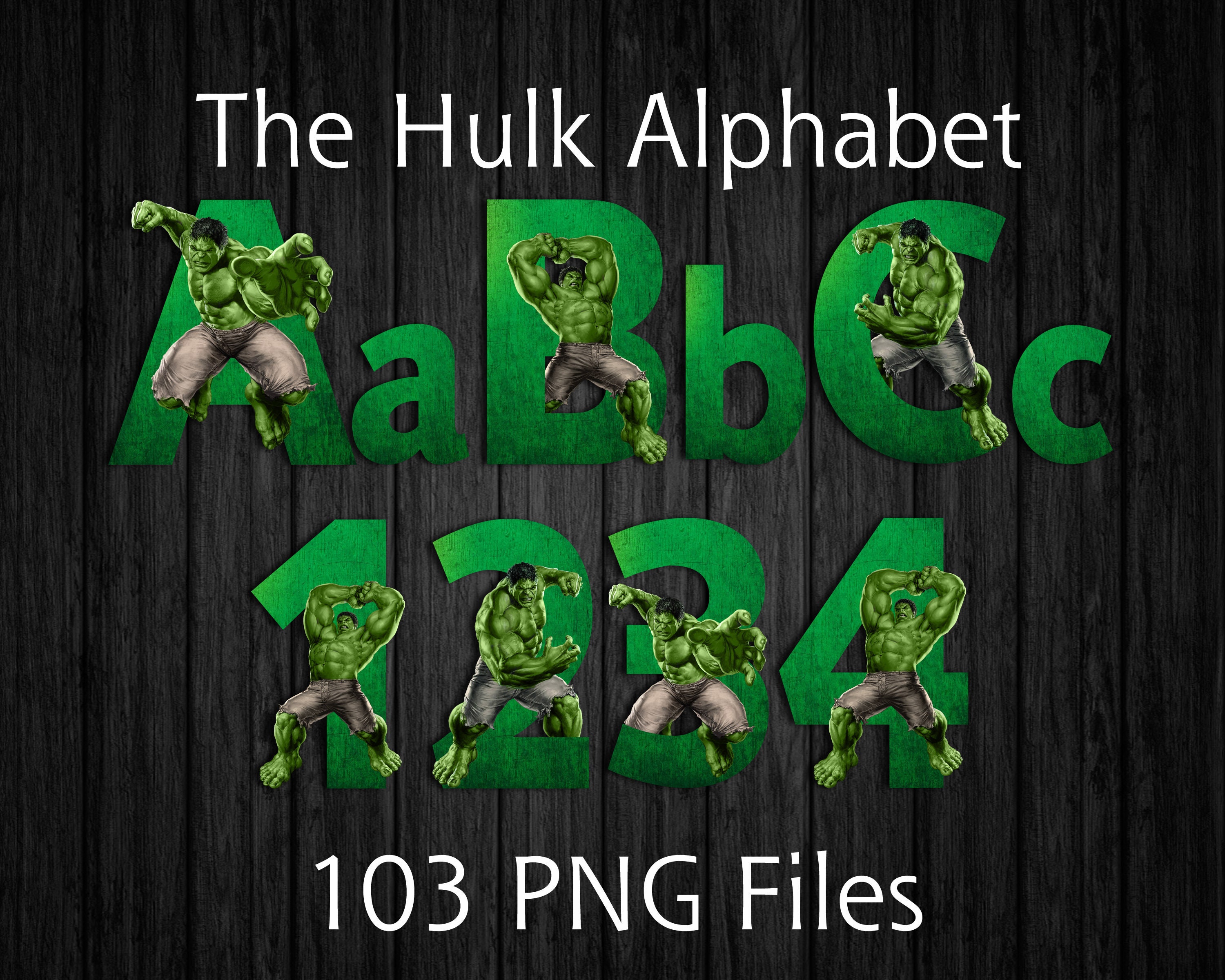 The Hulk Alphabet Clipart The Hulk Letters The Hulk Numbers | Etsy