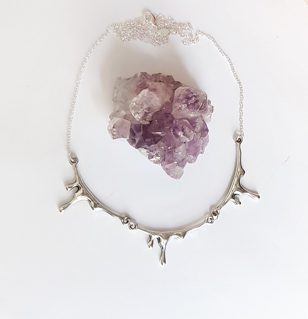 Silver Dripping Blood Necklace Gothic Halloween - Etsy