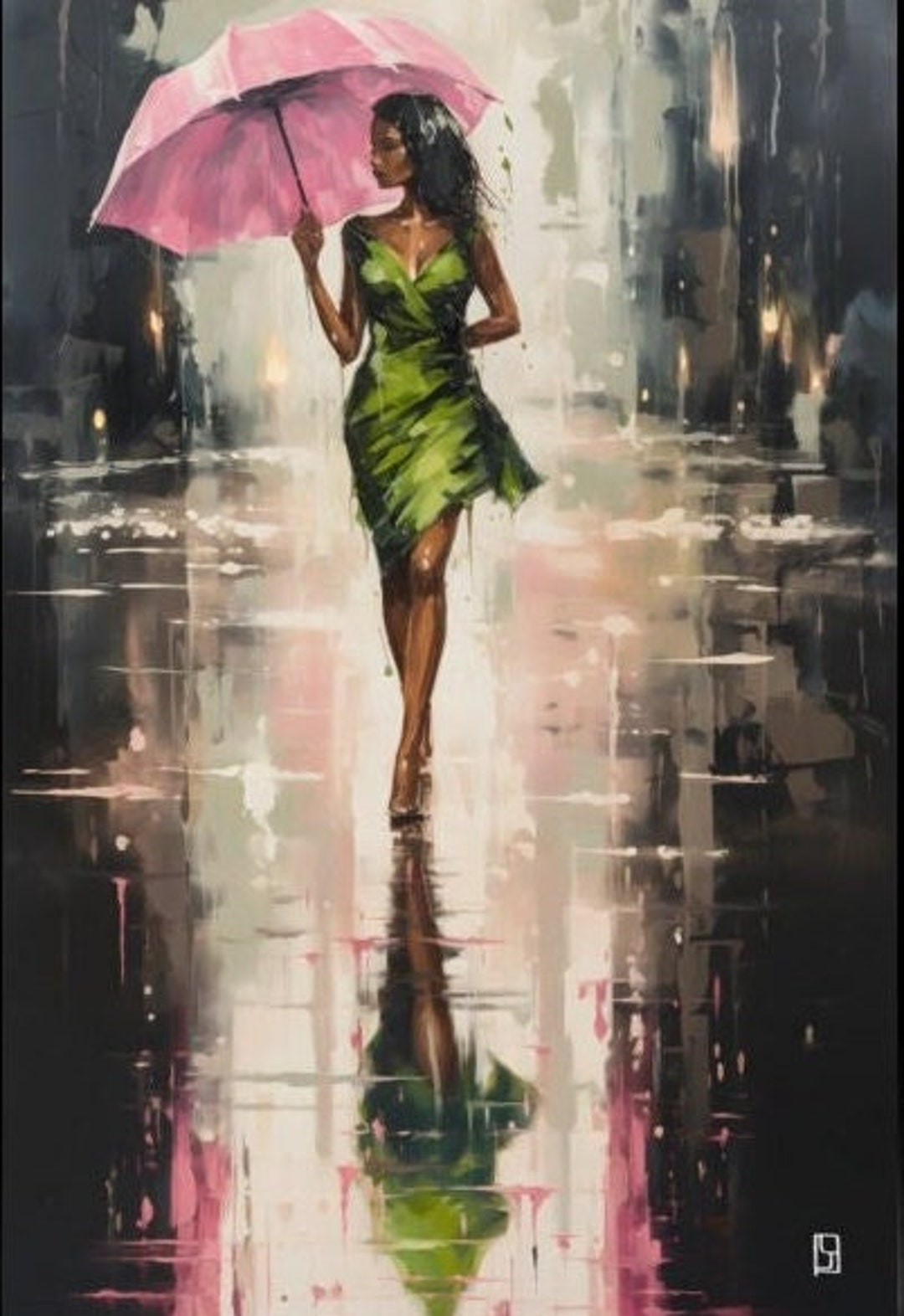 Pink Lady Stroll unframed Print - Etsy
