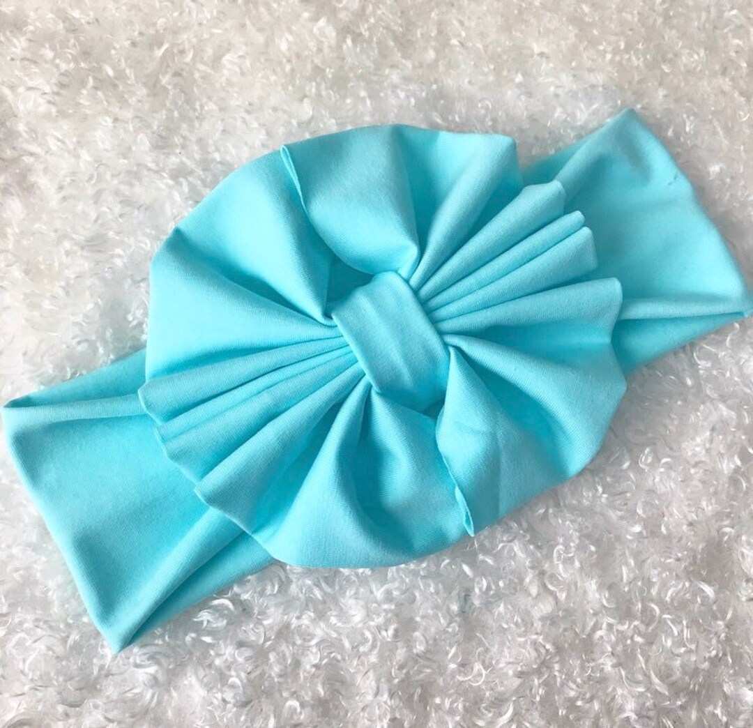 Cyan Floppy Bow Head Wrap, Messy Bow, Baby Headband, Headband, Turban ...