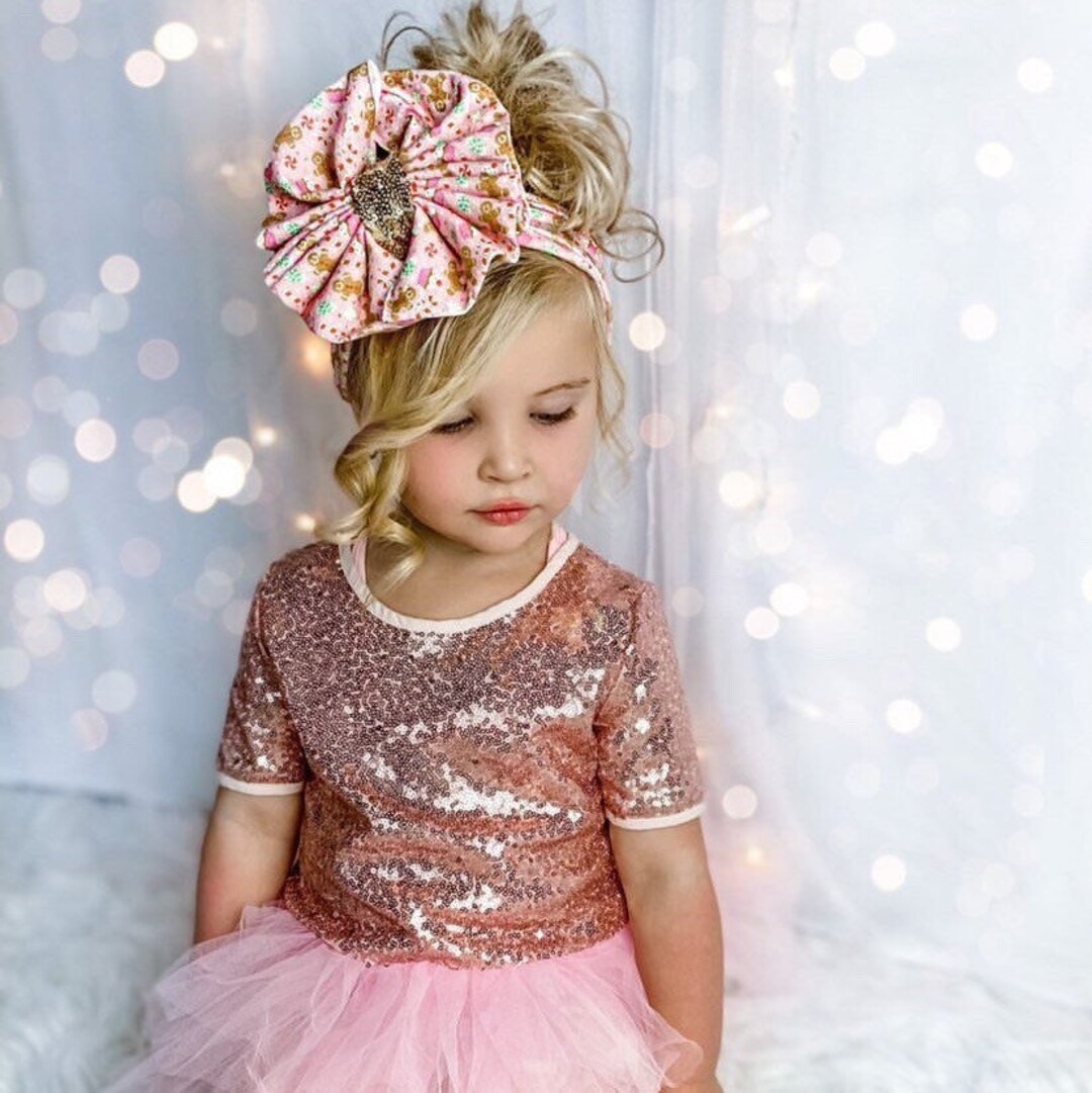 RTS Gingerbread Friends Floppy Bow Head Wrap, Messy Bow, Baby Headband ...