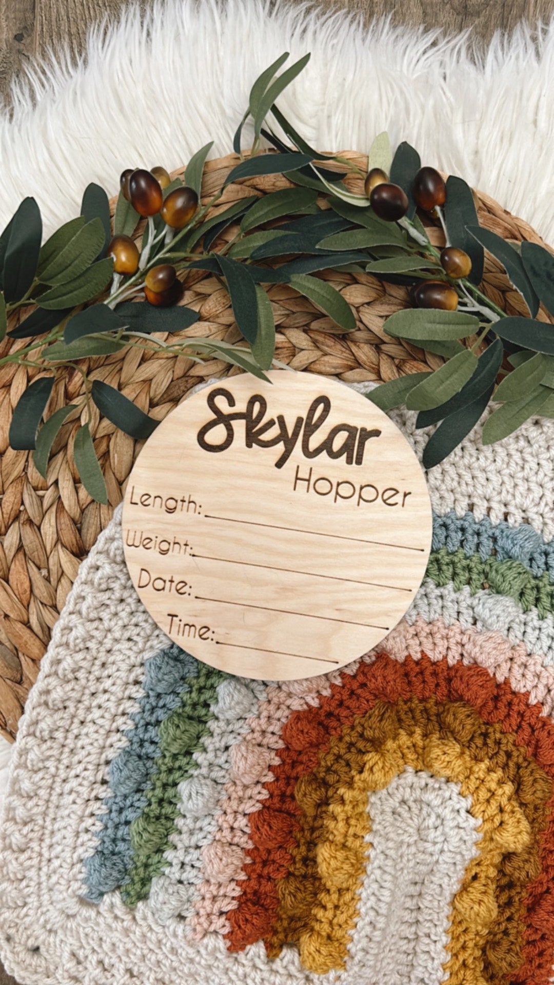Newborn Baby Birth Announcement Wood Sign / Baby Announcement Photo ...