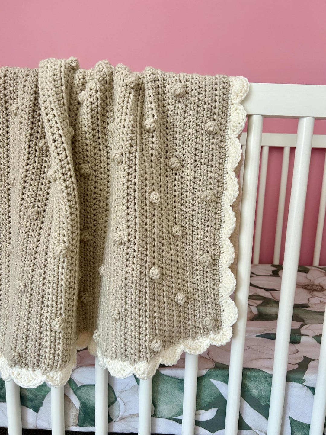 Crochet Bobble Baby Blanket: Scalloped Edge, Custom Color Way - Etsy