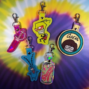Cartoon Key Fobs // Keychain Bag Tag - Etsy