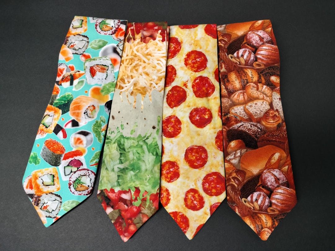 Photo Realistic Food Themed Necktie(s); Pizza, Sushi, Bread, Burrito ...