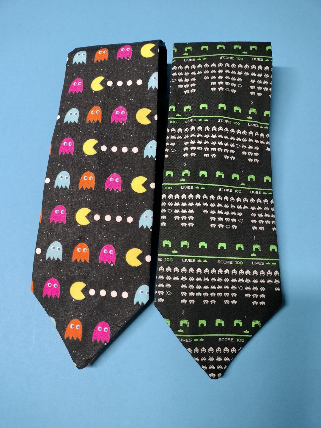 Retro Video Game Themed Necktie(s); Space Arcade Ghosts; Unique Tie Men ...