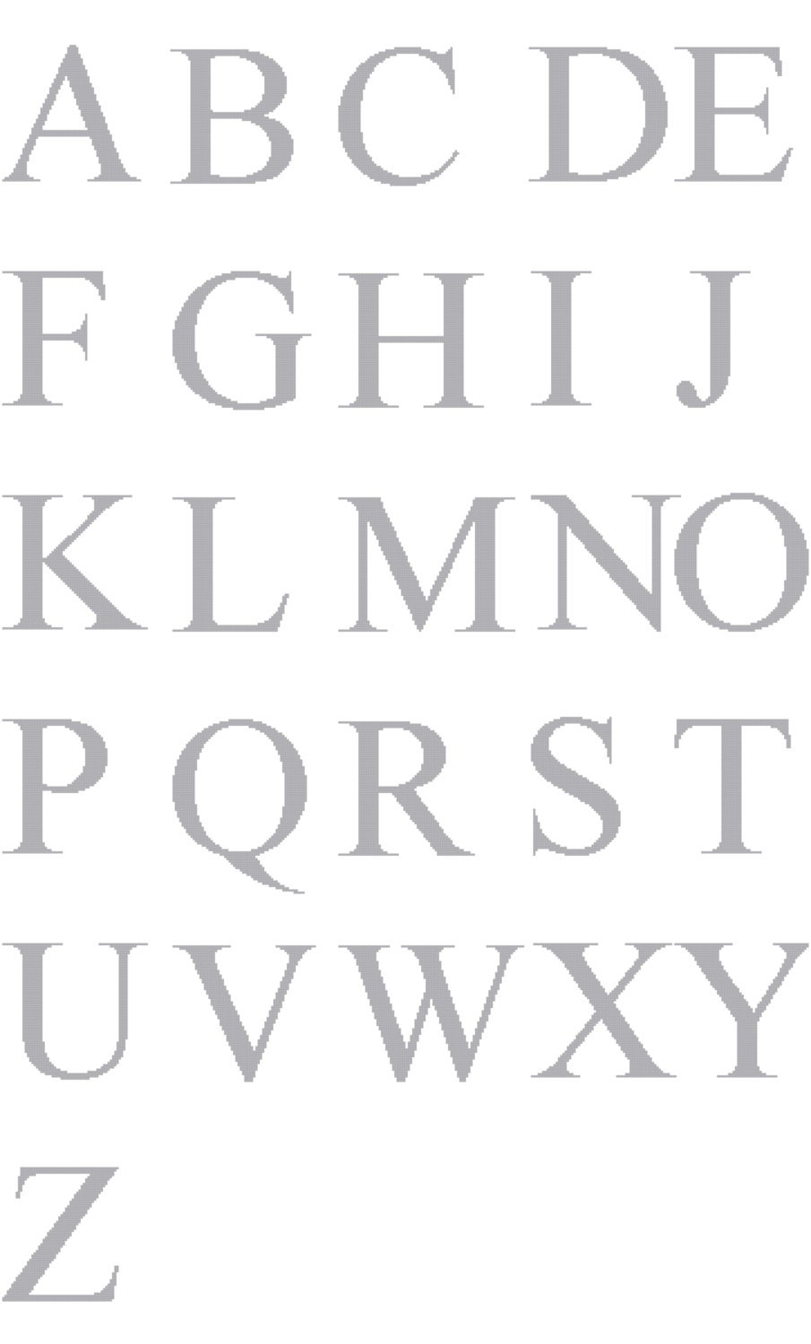 JUMBO Alphabet Cross Stitch Sampler - Includes CAPITAL Case Letters ...