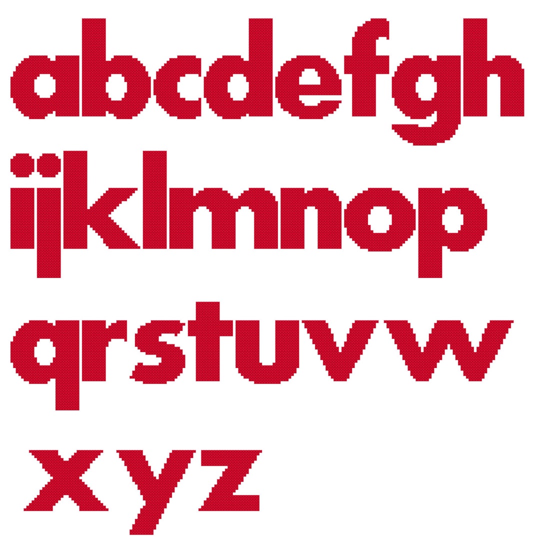 Large Lowercase Alphabet Cross Stitch Pattern - Lower Case Letters and ...