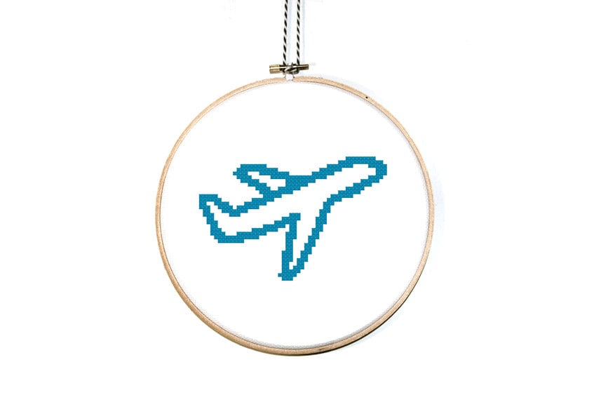 Airplane Cross Stitch Pattern- Airplane Icon. Easy Cross Stitch Pattern ...