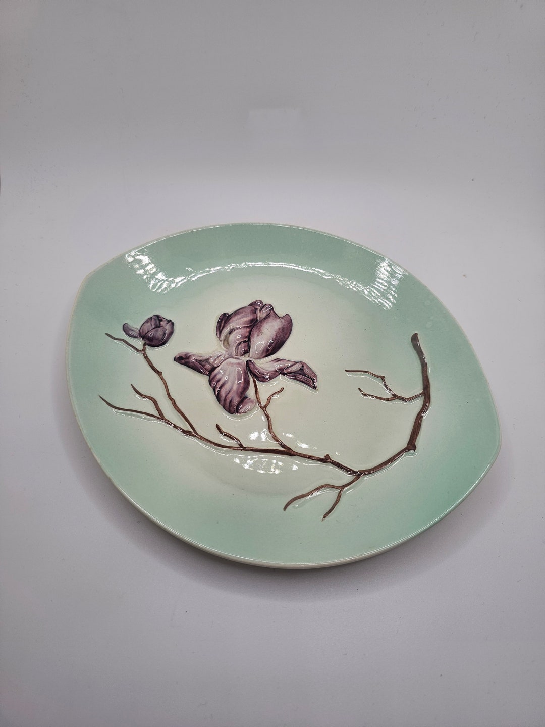 Vintage Carlton Ware Australian Design Butter Pat Dish Green Floral ...