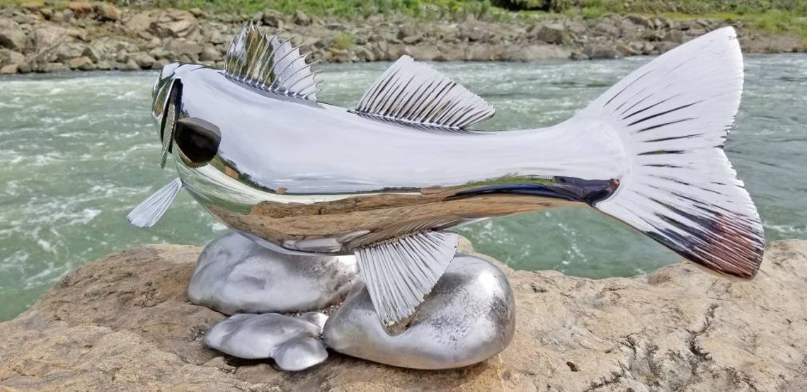 30" Walleye - Polished Stainless Sculpture. - Etsy