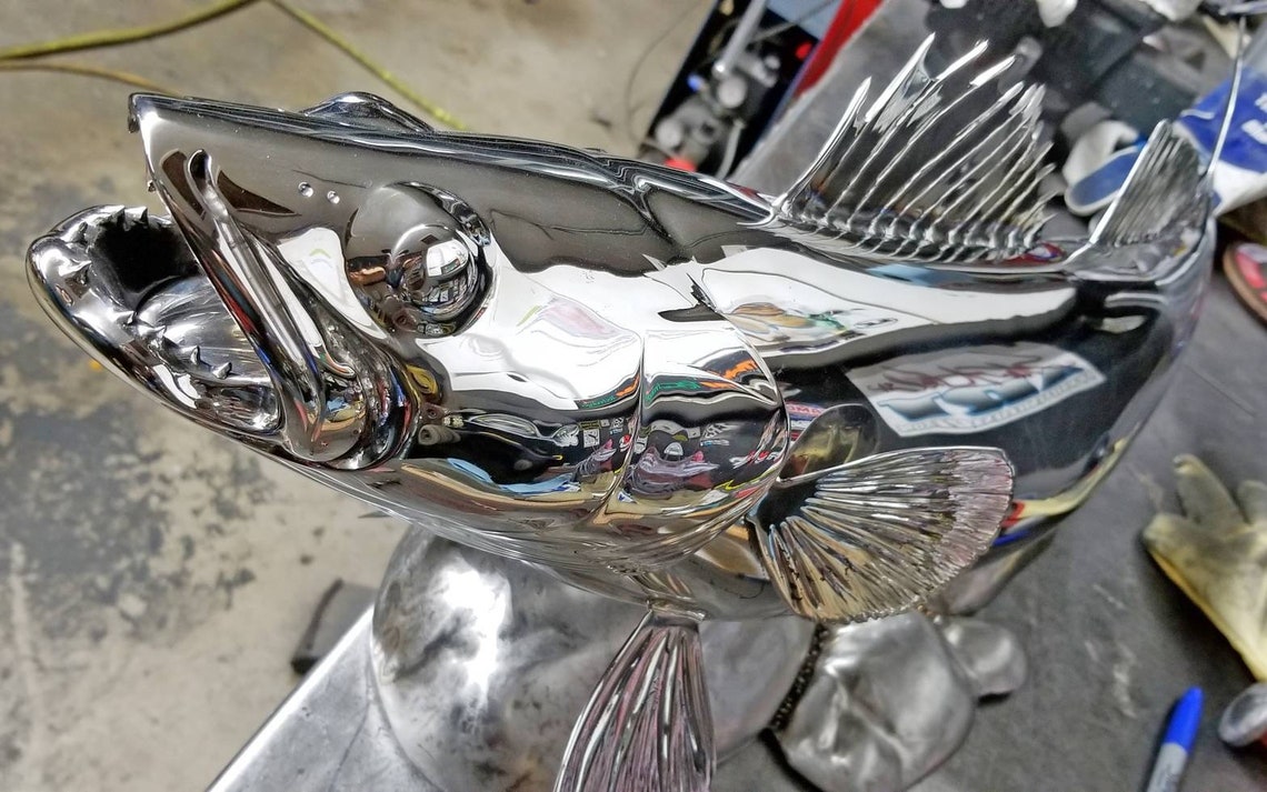 30" Walleye - Polished Stainless Sculpture. - Etsy