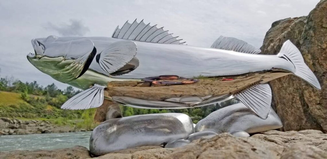 30" Walleye - Polished Stainless Sculpture. - Etsy