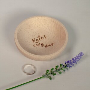 Personalised Engraved Ring Bowl, Ring Dish Made From Beech Wood. A ...