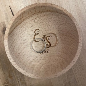 Personalised Engraved Ring Bowl, Ring Dish Made From Beech Wood. A ...