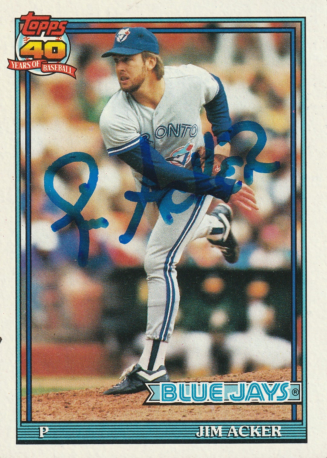 Jim Acker AUTOGRAPHED Baseball Trading Card 1991 Topps 71 - Etsy