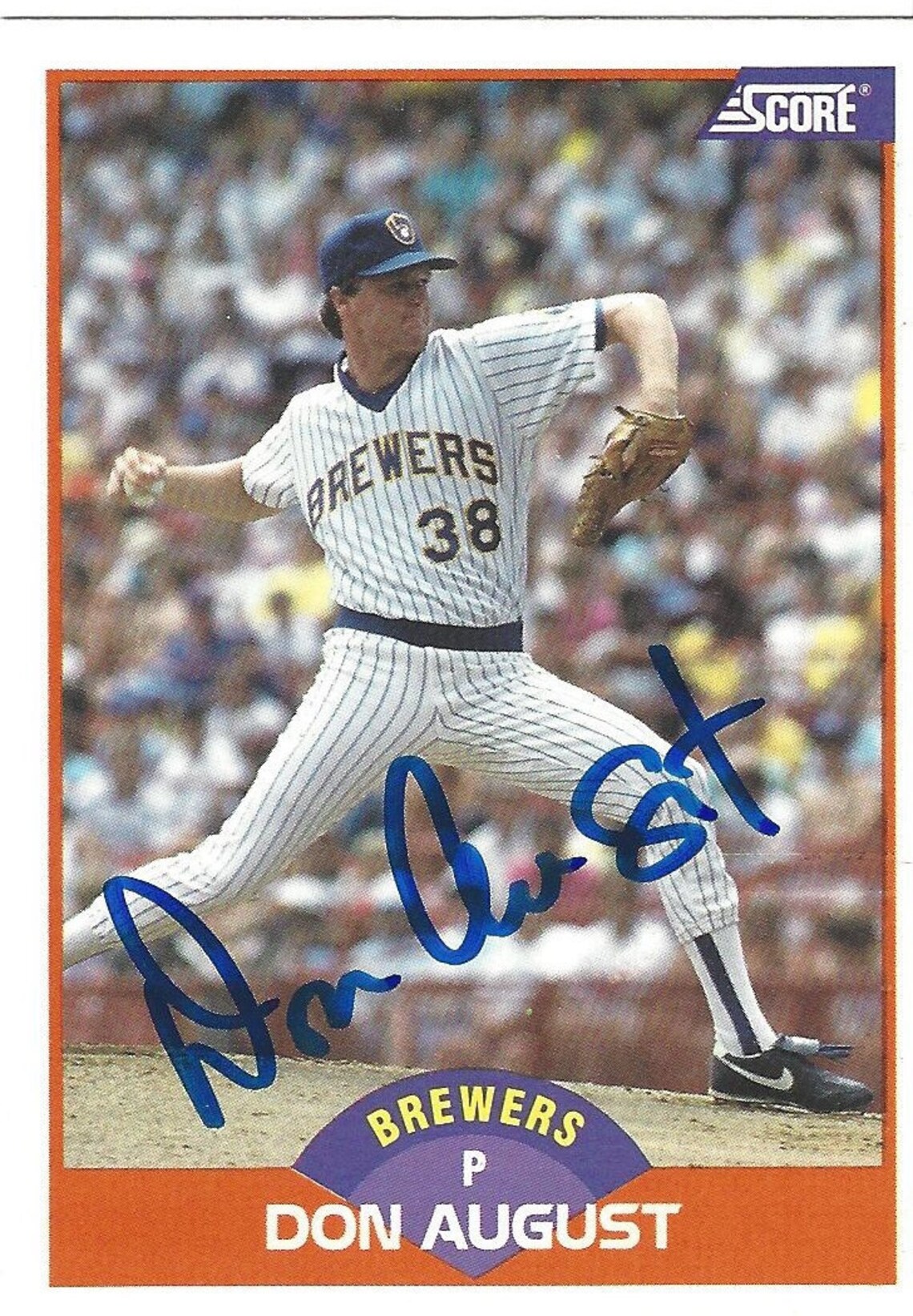 Don August AUTOGRAPHED Baseball Trading Card 1989 Score 419 - Etsy