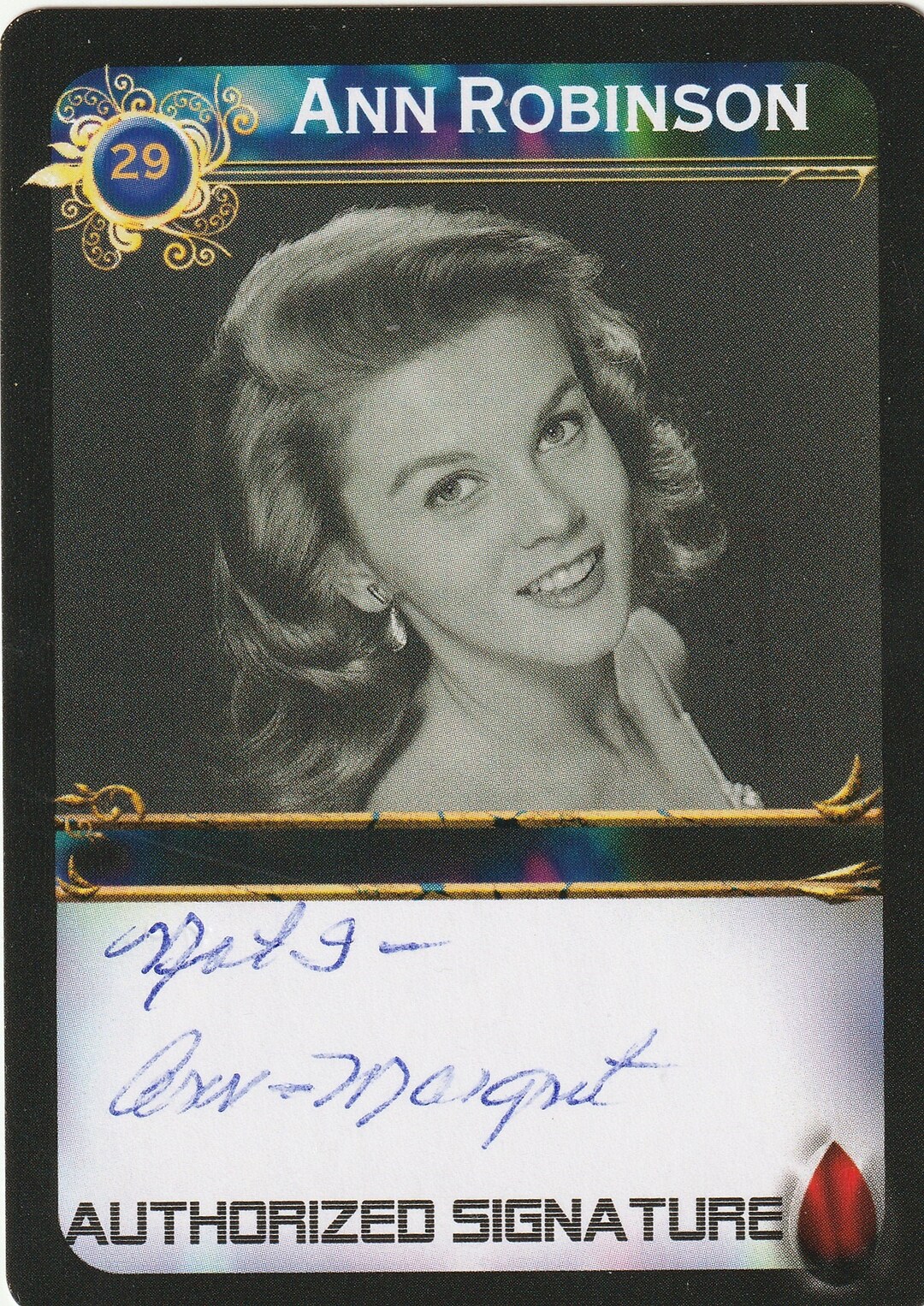 ANN ROBINSON Authentic Hand Signed Autographed Trading Card W/ COA War of the Worlds, Dragnet - Etsy