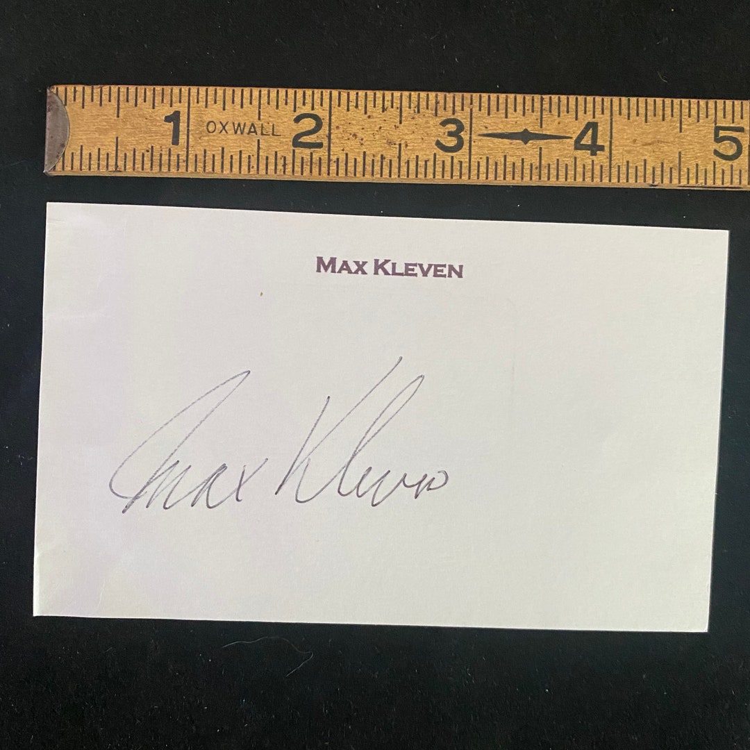 MAX KLEVEN Authentic Hand Signed Autographed 3x5 Index Card W/ COA ...