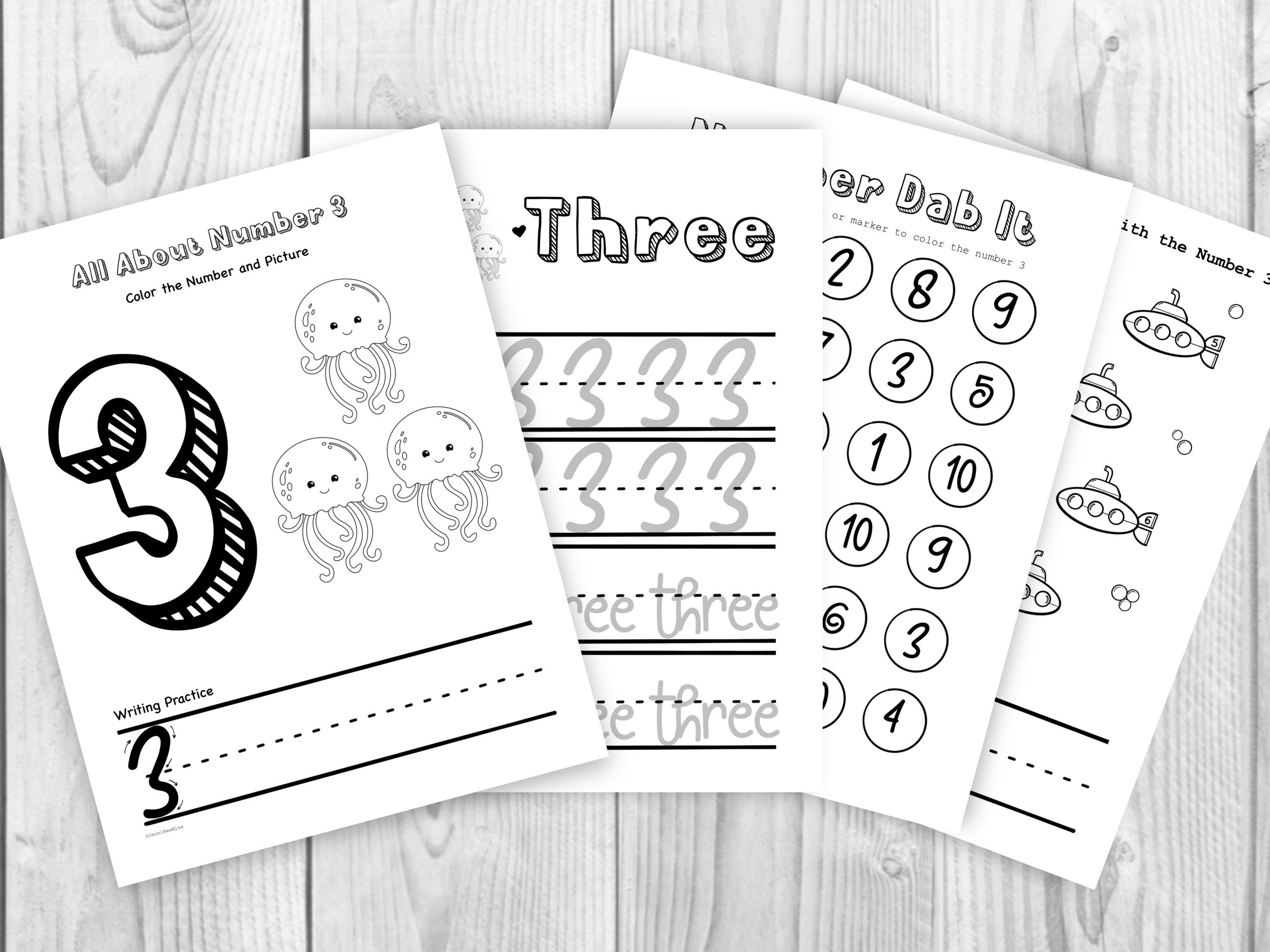 Preschool Printable Practice Worksheets Numbers 1-3 - Etsy