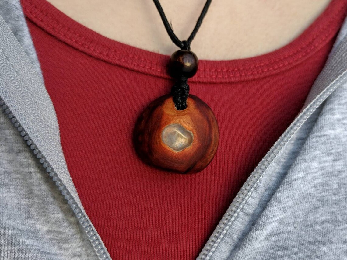 Clear Quartz Necklace Carved Avocado Stone Necklace Natural Jewelry ...