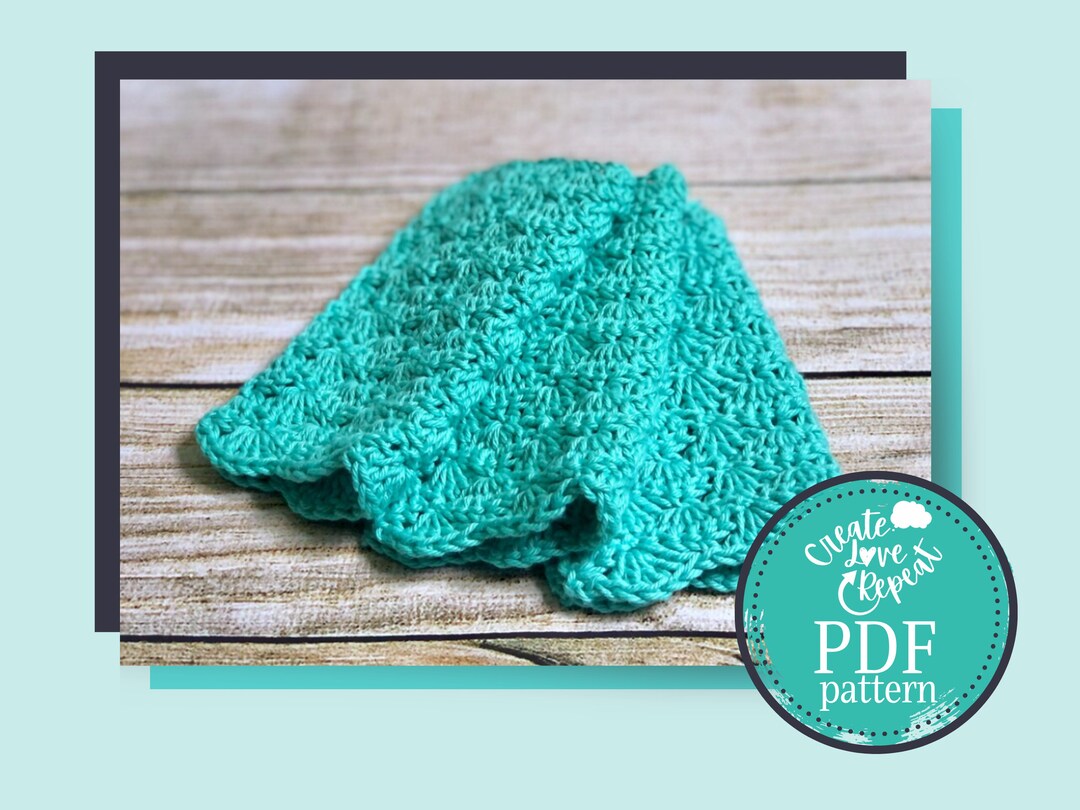 Crochet Pattern : Shell Stitch Dishcloth - How to Tutorial - Digital ...