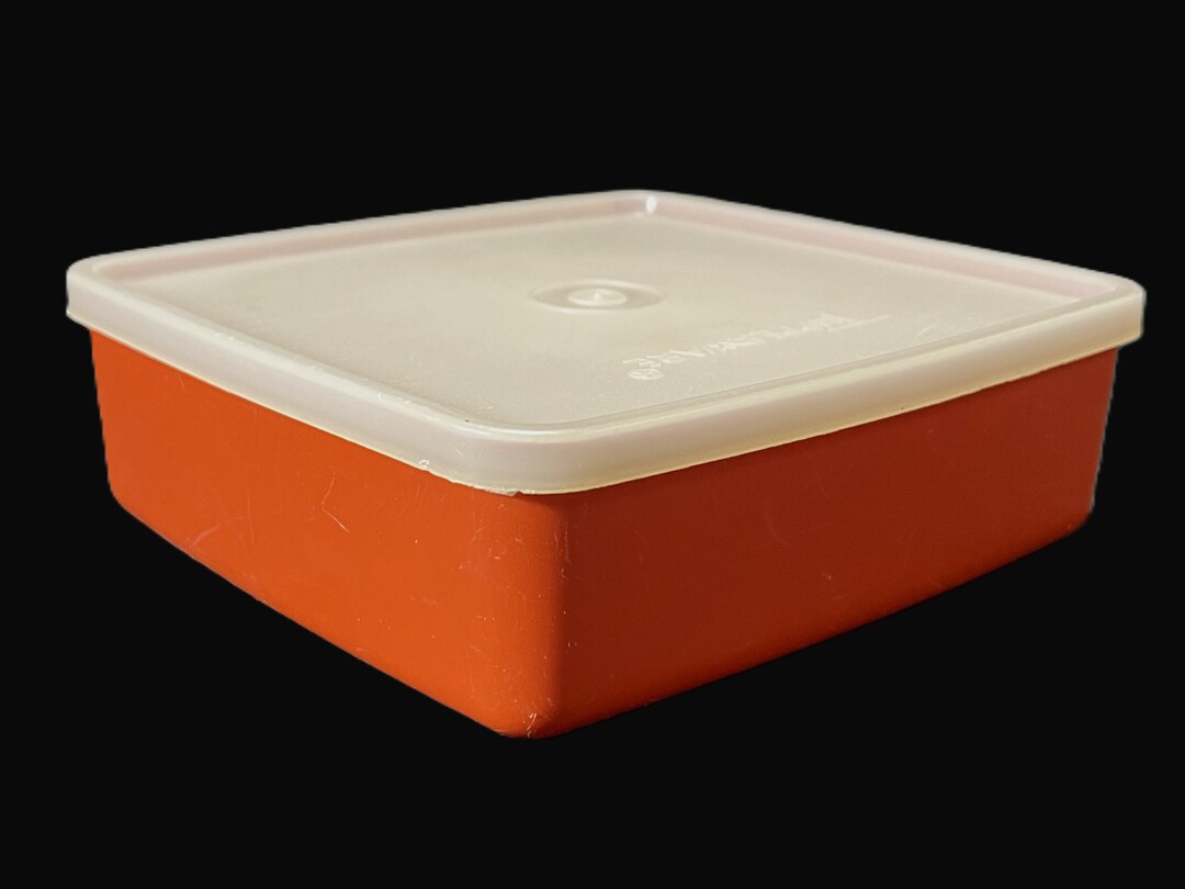 Vintage Tupperware Square-a-way Container, Lid - Paprika, Sheer Lid ...