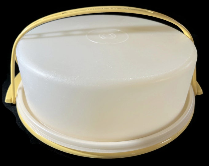 Vintage Tupperware 9" Pie Taker, Lid, Handle - Harvest Gold, Sheer ...