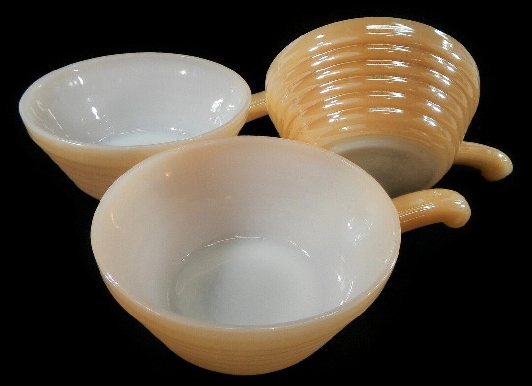 Vintage 3 Fire King Peach Lusterware Mini Casserole Dishes, Soup Bowls ...