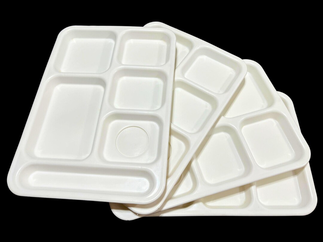 Vintage Lunch Trays, Set of 4 14x10, Silite, 614R, White, Rectangle ...