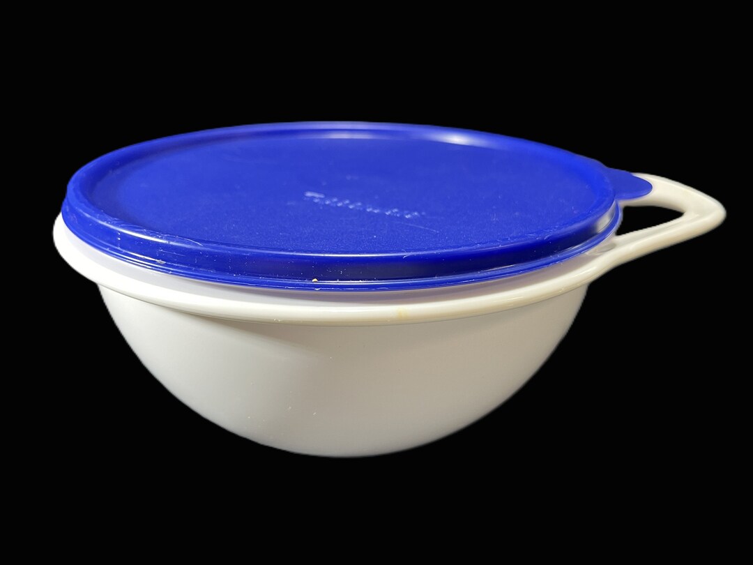 Vintage Tupperware Thatsa Bowl MINI, Lid White, Blue, 3056, 2517, 6 Cup ...