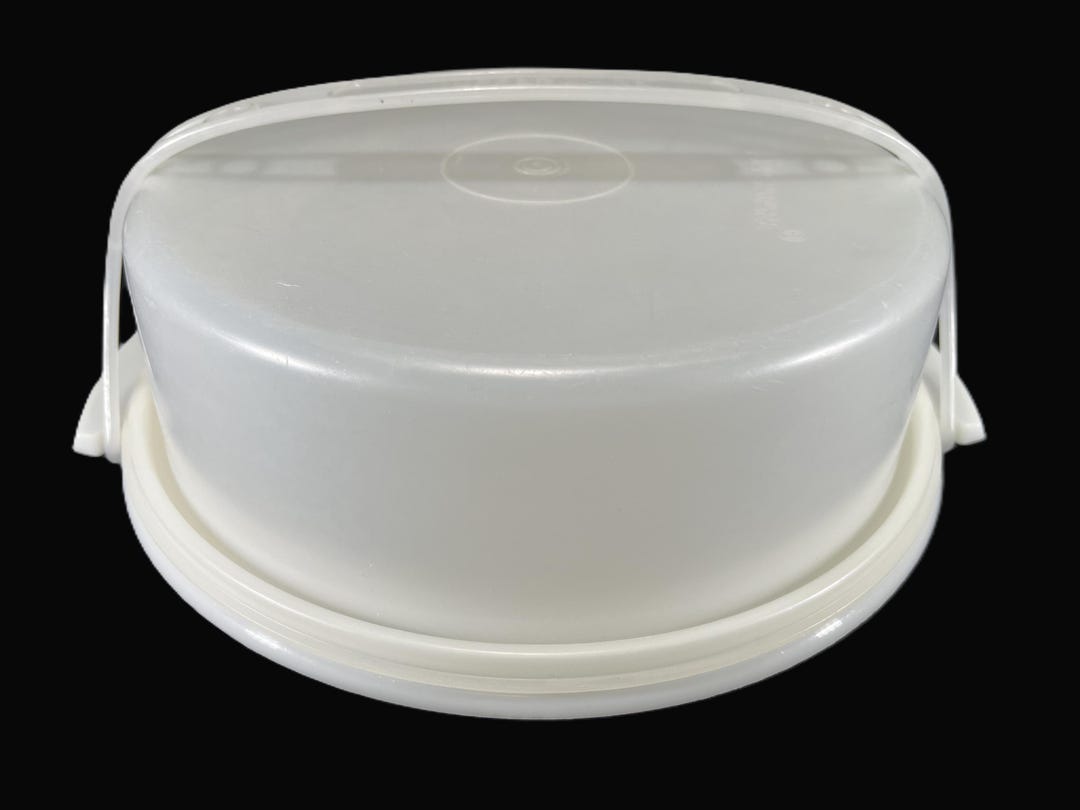 Vintage Tupperware 9" Pie Taker, Lid, Handle -white, Sheer, 1970s, 719 ...