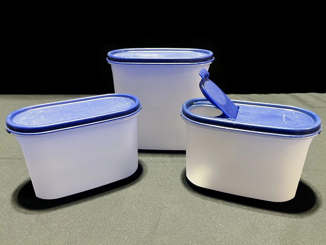 Vintage Tupperware Canisters, Lids - SET of 3, Mod Mates Oval 2, 3 ...