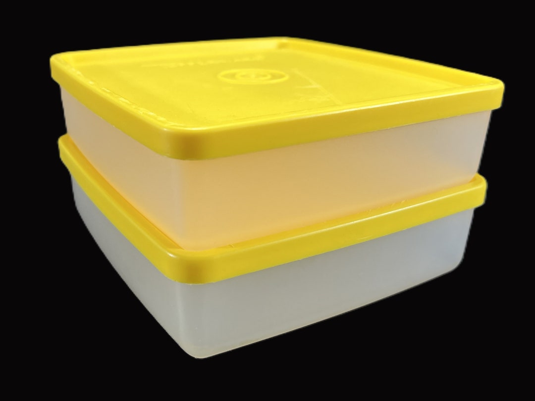 Vintage Tupperware Square-a-way Containers, Lids - Set of 2, Sheer ...