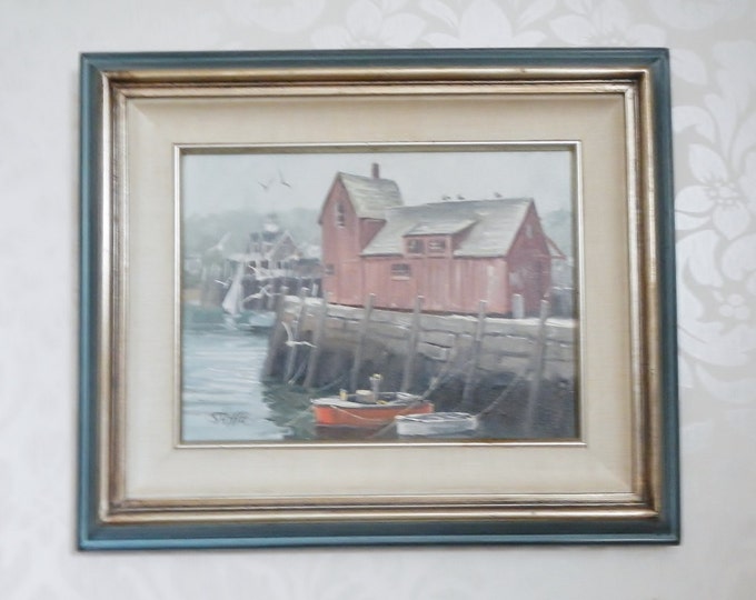 Vintage Michael Stoffa Framed Signed Painting New England Marine Scene ...