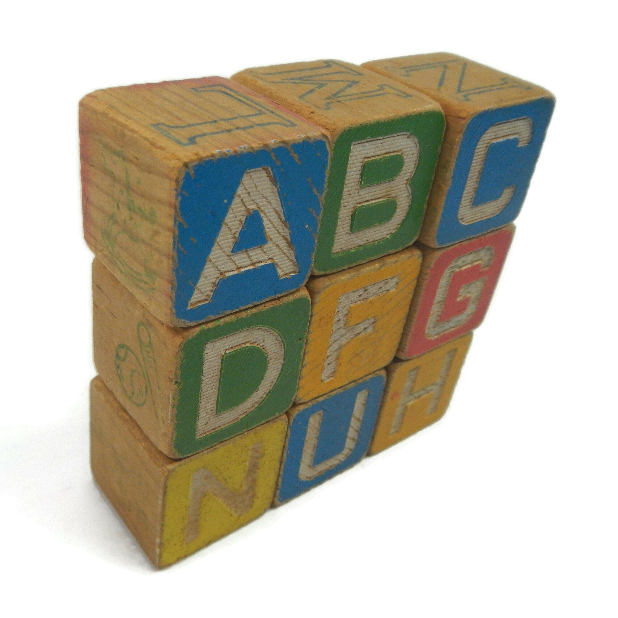 Vintage Disney Wooden Building Blocks - 1.25" Sq, Set of 9, 1940s-1960s ...