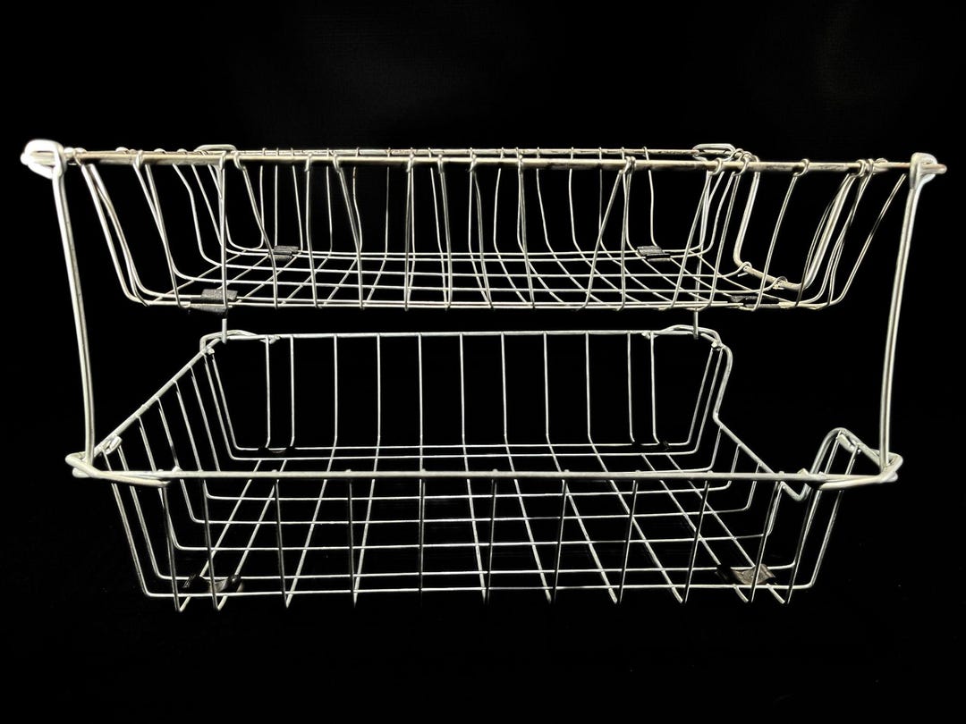 Vintage In/out Basket, 2 Tier - Metal, Double - School, Desk ...