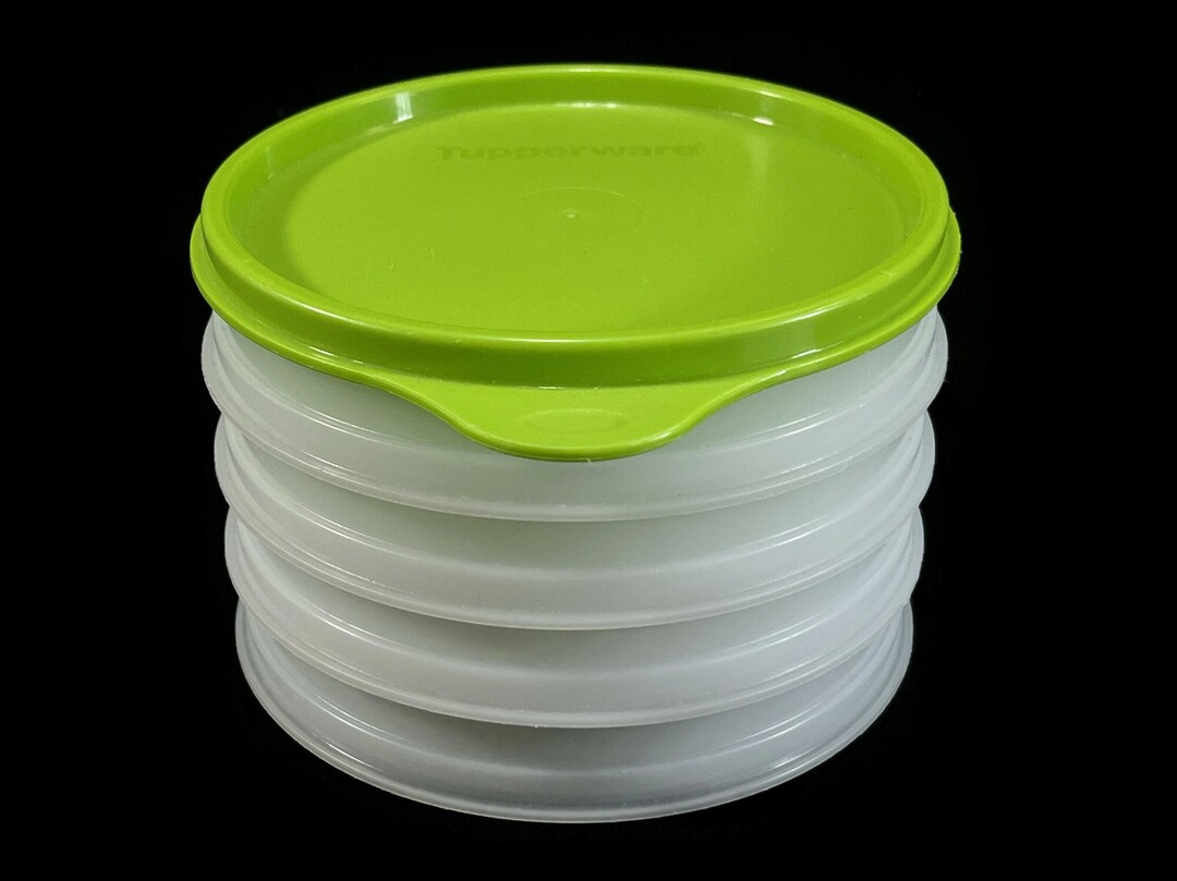Vintage Tupperware Large Hamburger Keepers, Lid - Set of 4, Sheer ...