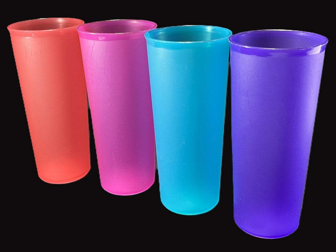 Vintage Tupperware Tall Tumblers or Cups - Set of 4 Purple, Pink, Red ...