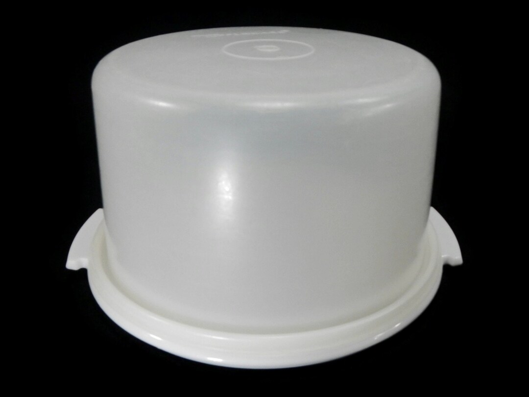 Vintage Tupperware 10" Round Cake Taker, Lid - White 684 Base, Sheer ...